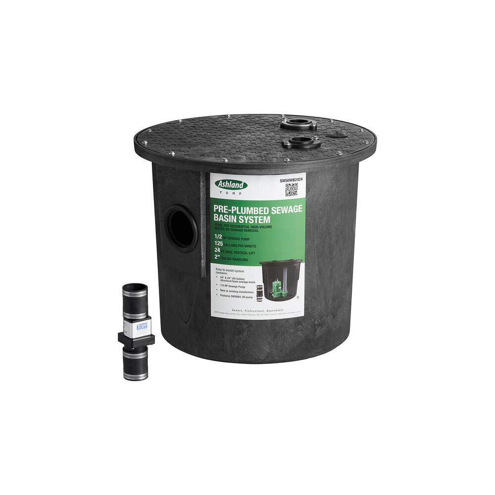 Scratch and Dent Ashland Pump SW50WB2424 2" Sewage Basin Kit - 1/2 HP