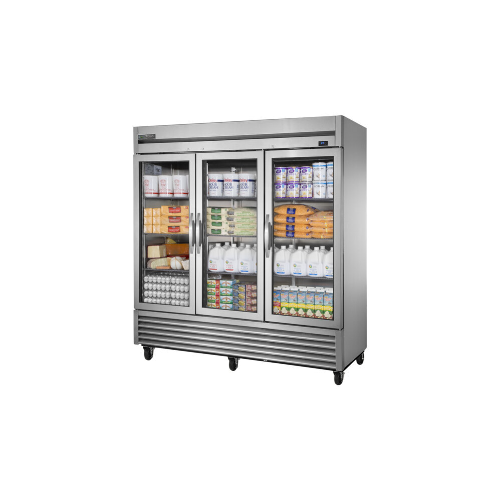 Scratch and Dent True TS-72G-HC~FGD01 78 1/8" Glass Door Reach-In Refrigerator