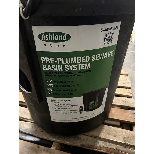 Scratch and Dent Ashland Pump SW50WB2424 2" Sewage Basin Kit - 1/2 HP