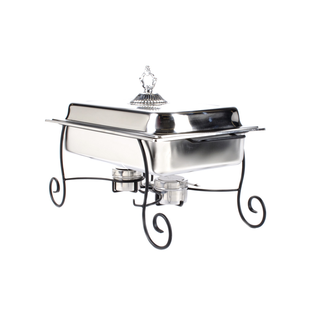 Choice 8 Qt. Full Size Chafer with Black Wrought Iron Stand and Classic ...