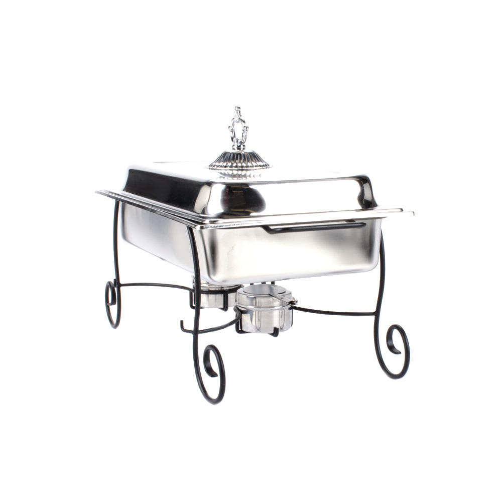 Choice 8 Qt. Full Size Chafer with Black Wrought Iron Stand and Classic ...