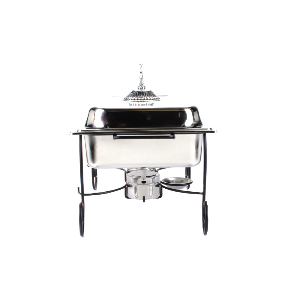 Choice 8 Qt. Full Size Chafer with Black Wrought Iron Stand and Classic ...