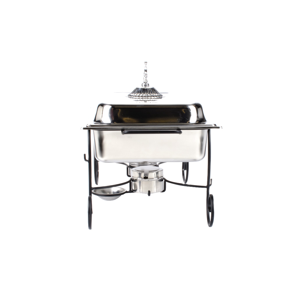 Choice 8 Qt. Full Size Chafer with Black Wrought Iron Stand and Classic ...