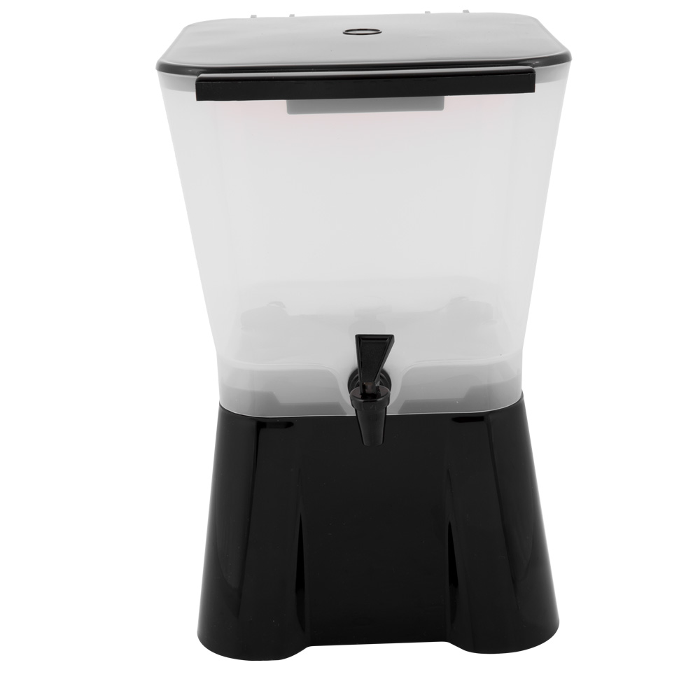 Tablecraft 953 3 Gallon Square Black Beverage / Juice Dispenser