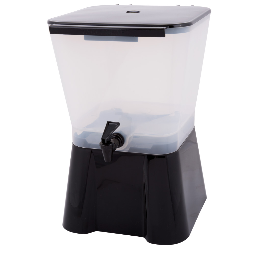 Tablecraft 953 3 Gallon Square Black Beverage / Juice Dispenser