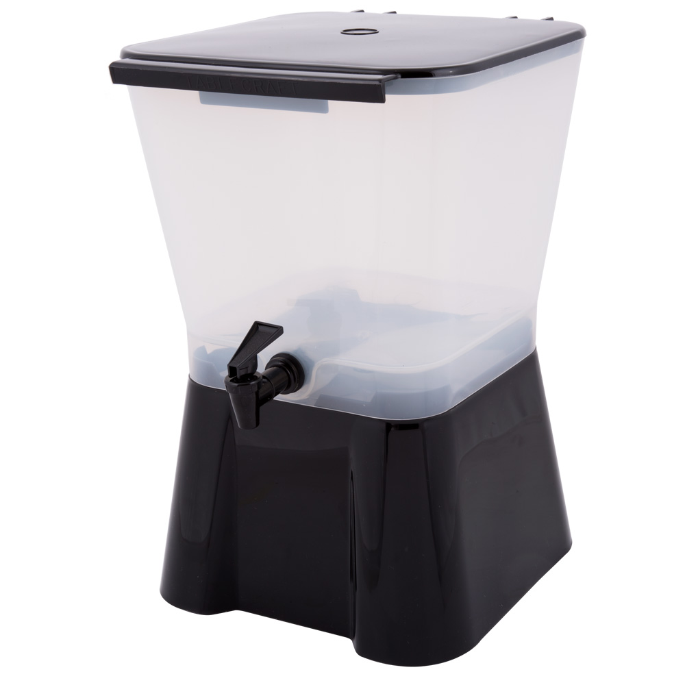 Tablecraft 953 3 Gallon Square Black Beverage / Juice Dispenser