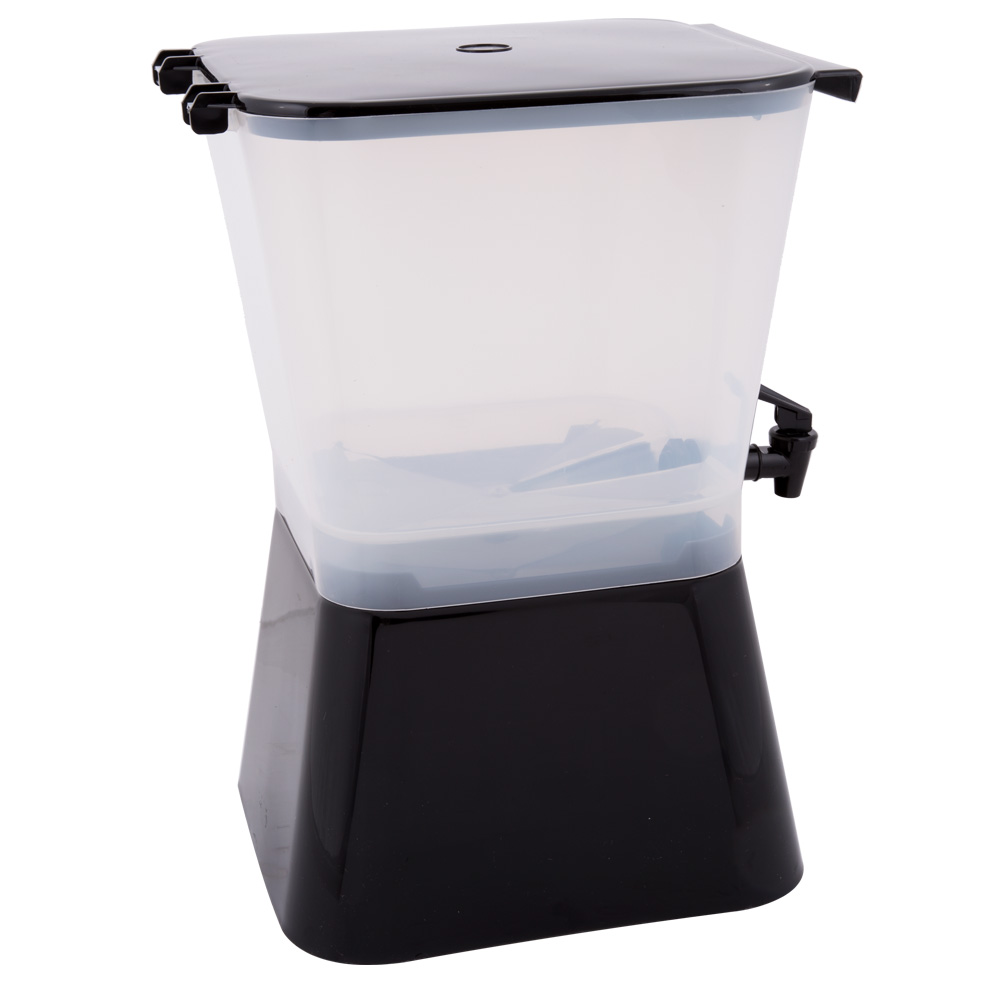 Tablecraft 953 3 Gallon Square Black Beverage / Juice Dispenser