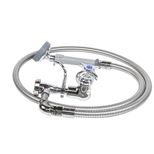 T&S B-0170 Wall Mounted Spray Faucet with 68" Hose, 1.15 GPM Angled ...
