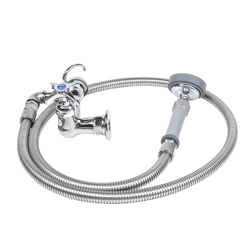 T&S B-0170 Wall Mounted Spray Faucet with 68" Hose, 1.15 GPM Angled ...