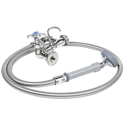 T&S B-0170 Wall Mounted Spray Faucet with 68" Hose, 1.15 GPM Angled ...