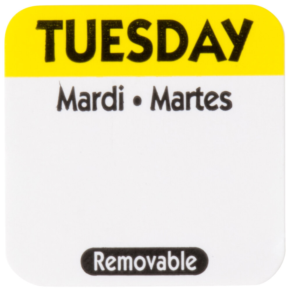 National Checking Company R102R 1" Tuesday Day of the Week Removable ...