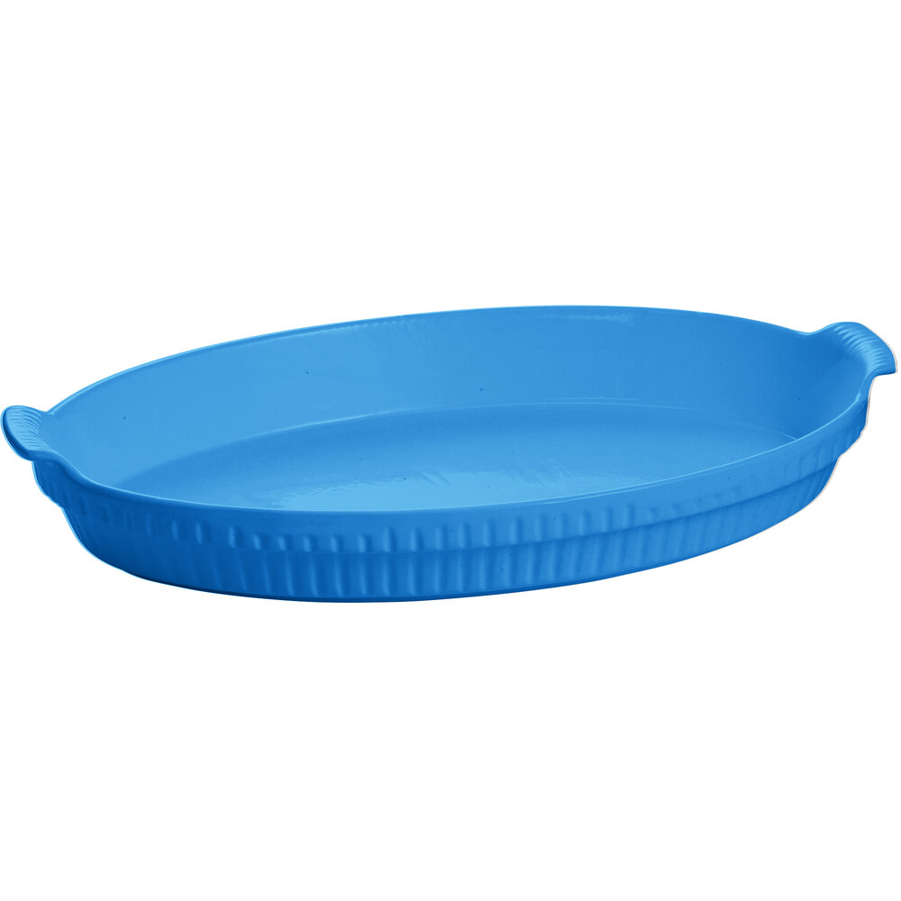 Tablecraft CW1390SBL 2.75 Qt. Sky Blue Cast Aluminum Large Shallow Oval ...