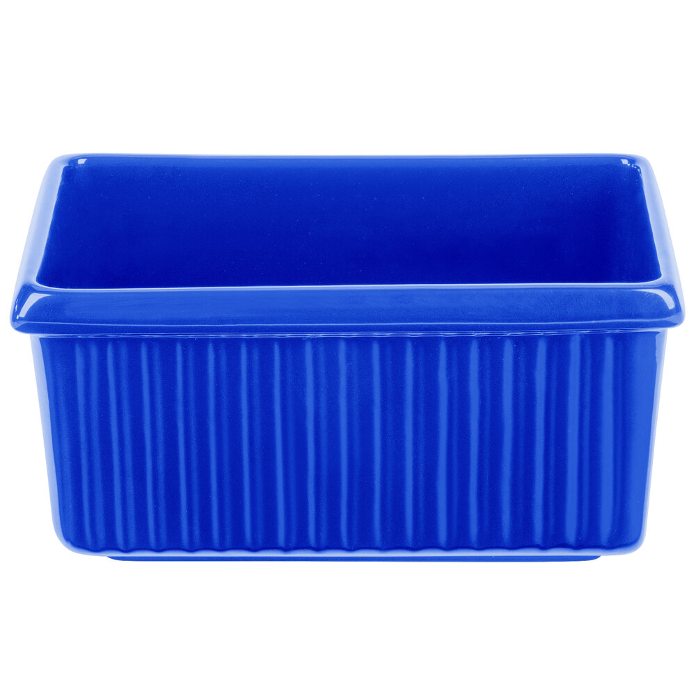 TableCraft CW1530CBL 3 Qt. Cobalt Blue Rectangle Server with Ridges