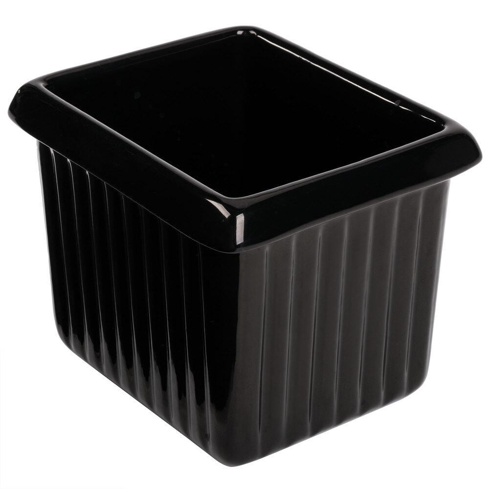 TableCraft CW1520BK 1 Qt. Black Cast Aluminum Rectangle Server with Ridges