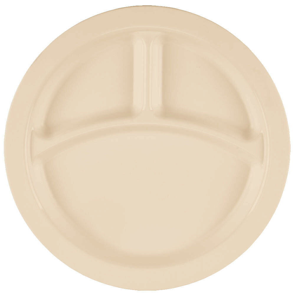 Cambro 93CW133 Camwear® 3 Compartment 9" Beige Polycarbonate Narrow Rim ...