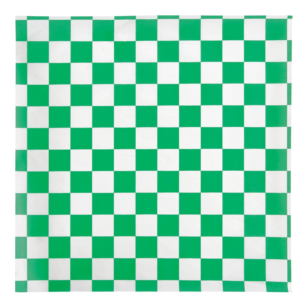 Choice 12" x 12" Green Check Deli Sandwich Wrap - 5,000/Case