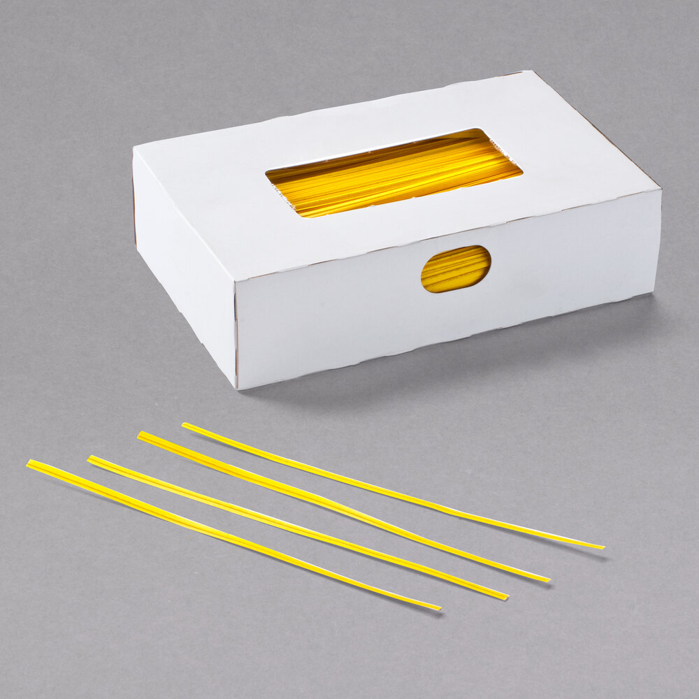 Bedford Industries Inc. 7" Yellow Laminated Paper Bag Ties - 2,000/Box