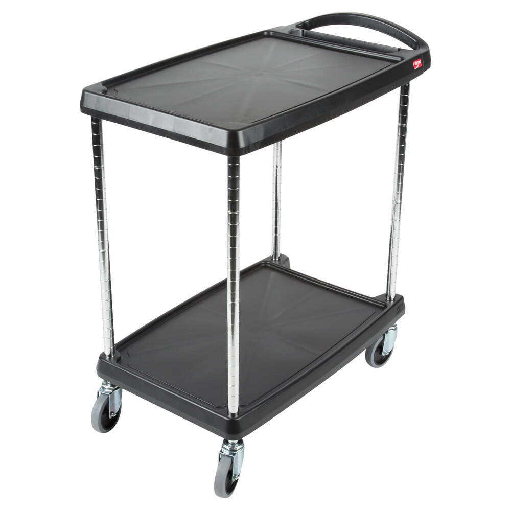 Metro myCart MY1627-24BL Black Utility Cart with Two Shelves and Chrome ...