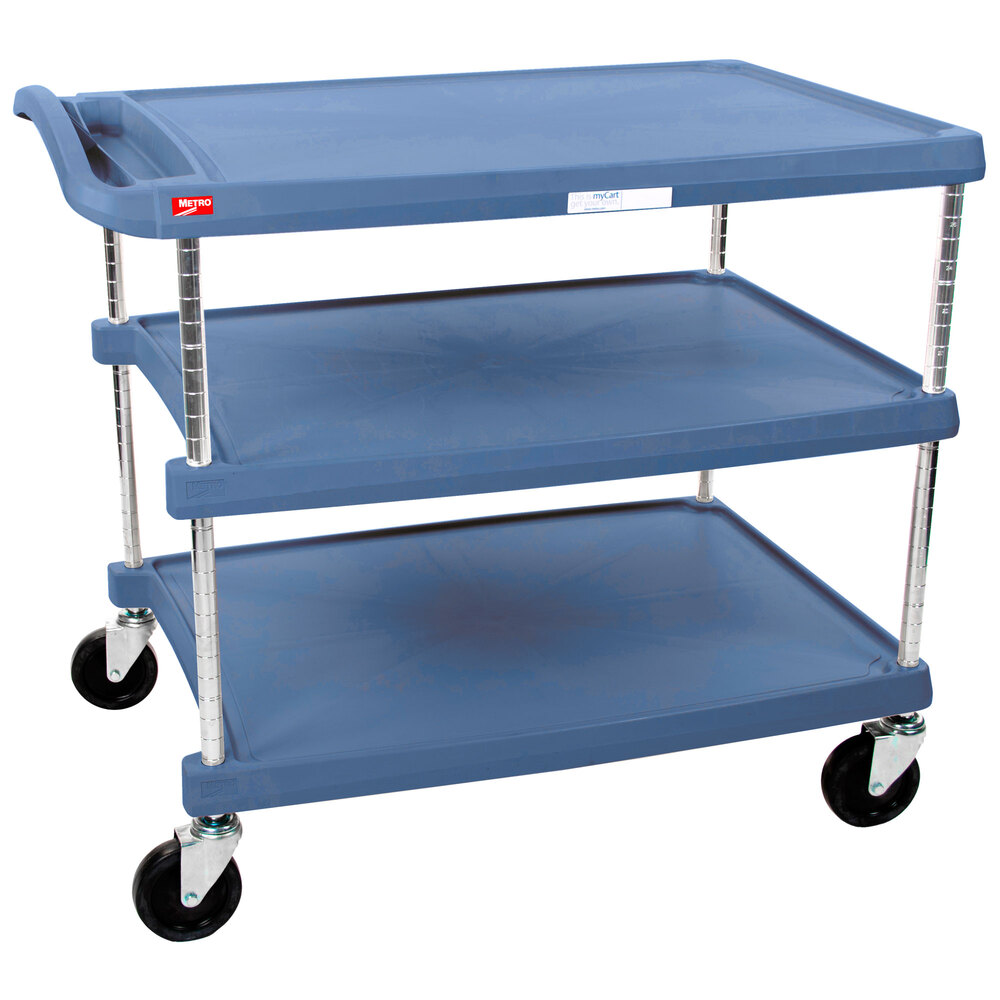 Metro myCart MY2636-35BU Blue Antimicrobial Utility Cart with Three ...