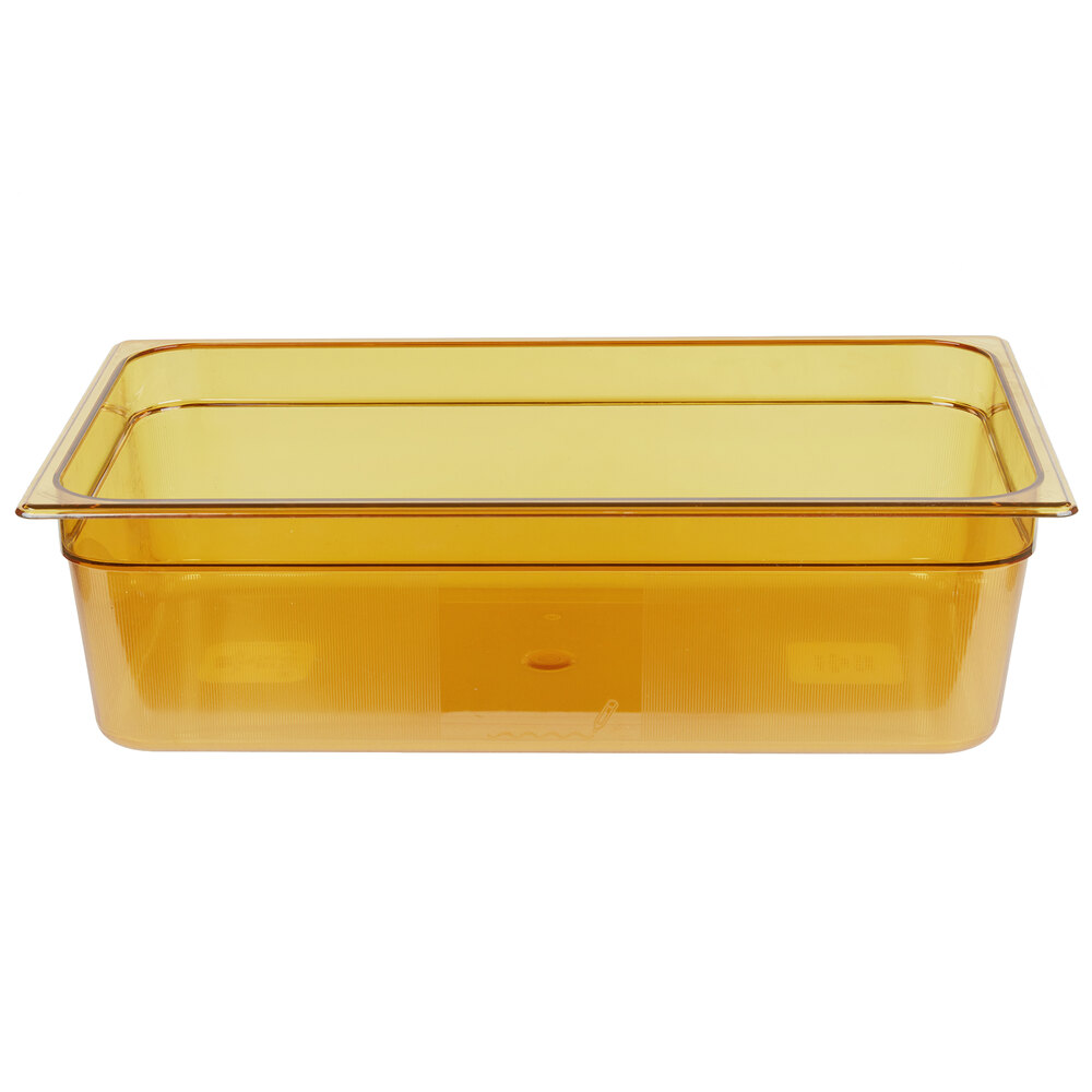 Rubbermaid FG232P00AMBR Full Size Amber High Heat Plastic Food Pan - 6 ...