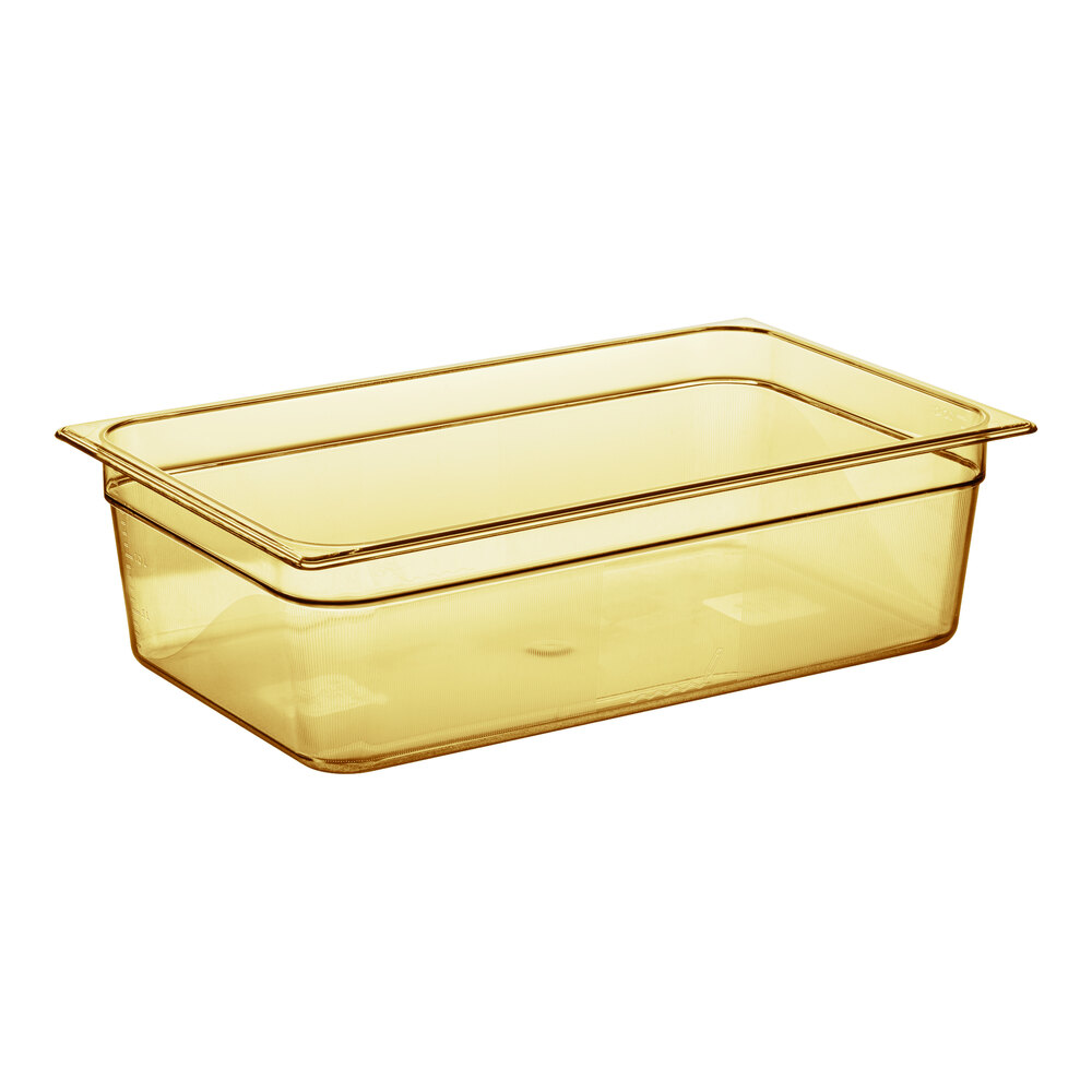 Rubbermaid® FG232P00AMBR Full Size Amber High Heat Plastic Food Pan - 6 ...