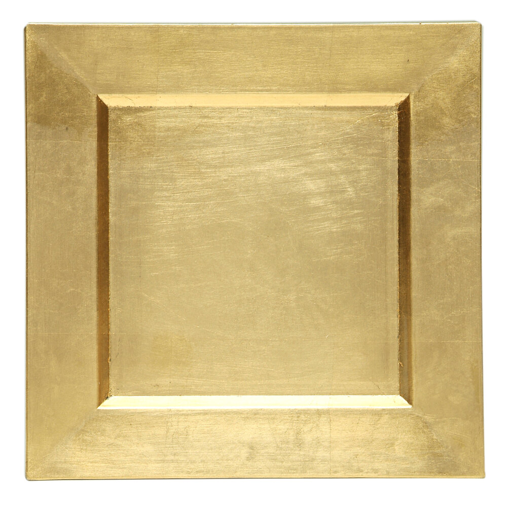 Charge It by Jay 13" Square Gold Plastic Charger Plate - 12/Pack