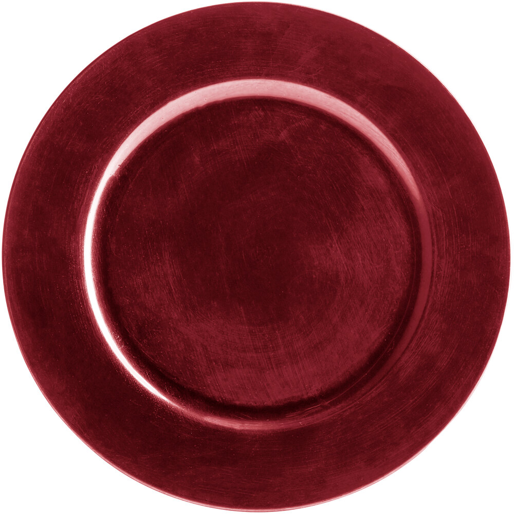 Charge It by Jay 13" Round Red Plastic Charger Plate - 12/Pack