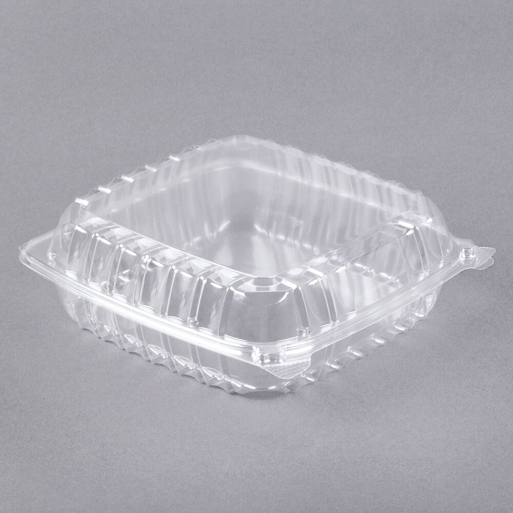 Dart C95PST1 ClearSeal 8 7/8" x 9 3/8" x 3" Hinged Lid Plastic ...