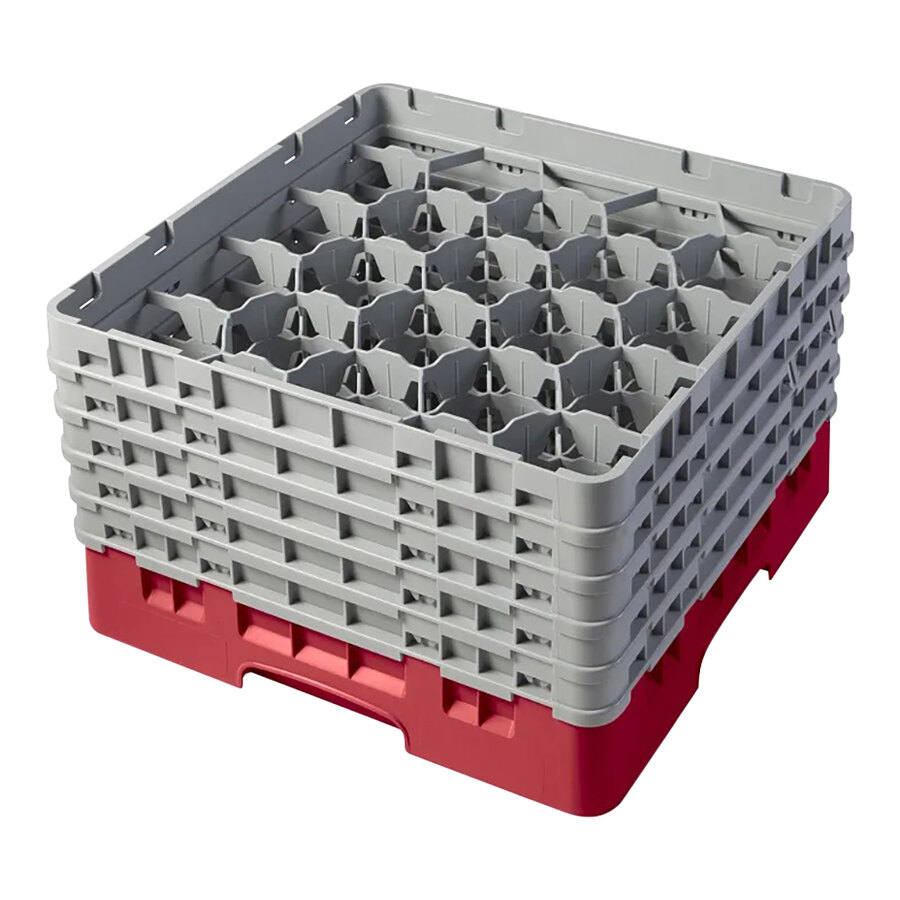 Cambro 20S958163 Camrack Customizable 10 1/8" Red 20 Compartment Glass ...