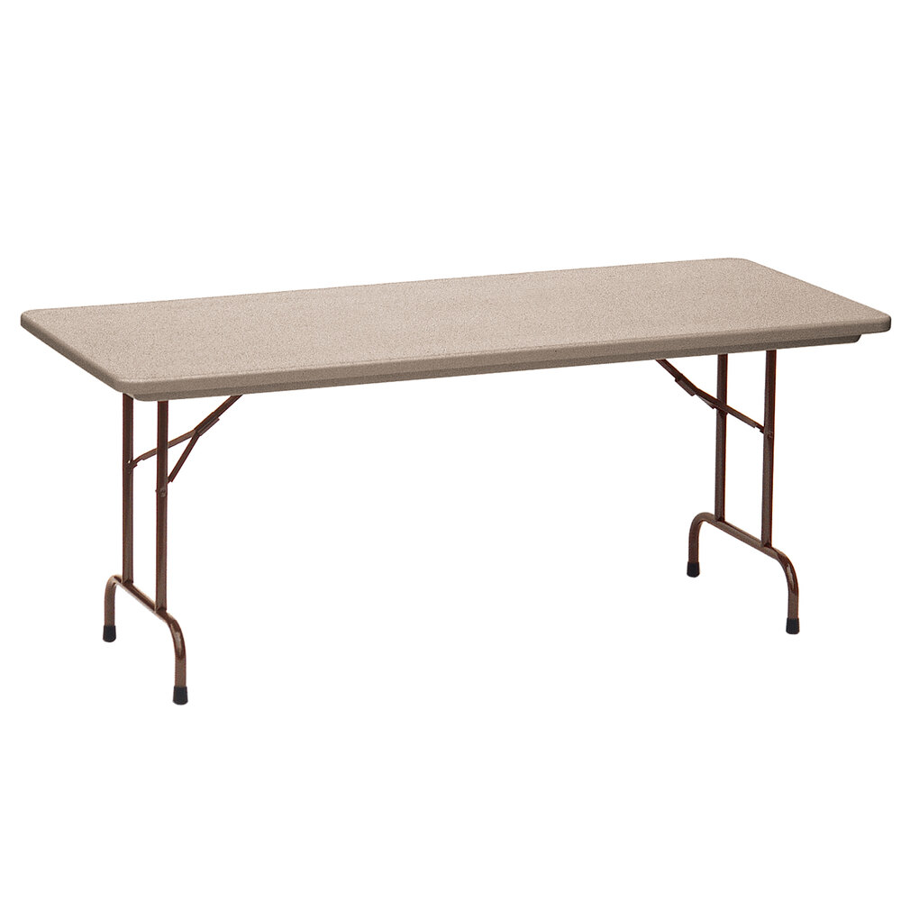 Correll Folding Table, 30" x 72" Tamper-Resistant Plastic, Mocha ...