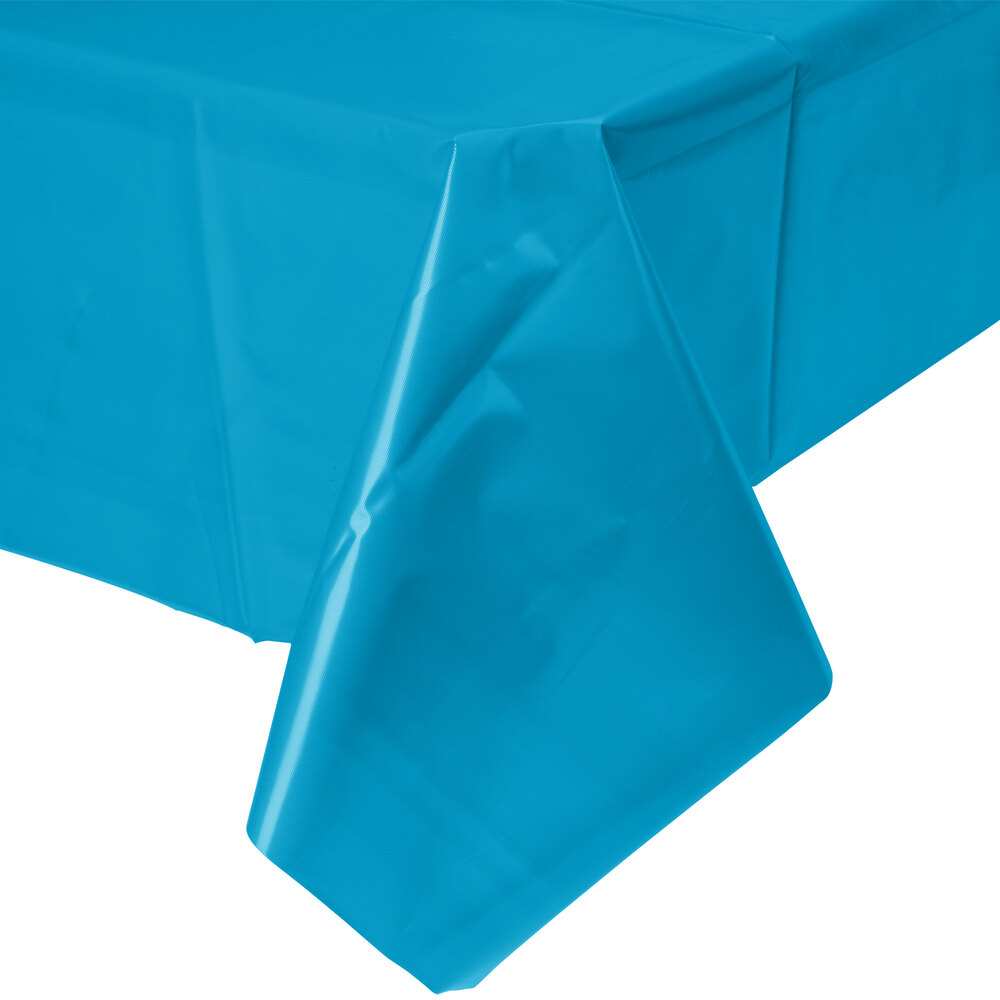 Creative Converting 723131 54" x 108" Turquoise Blue Plastic Table ...