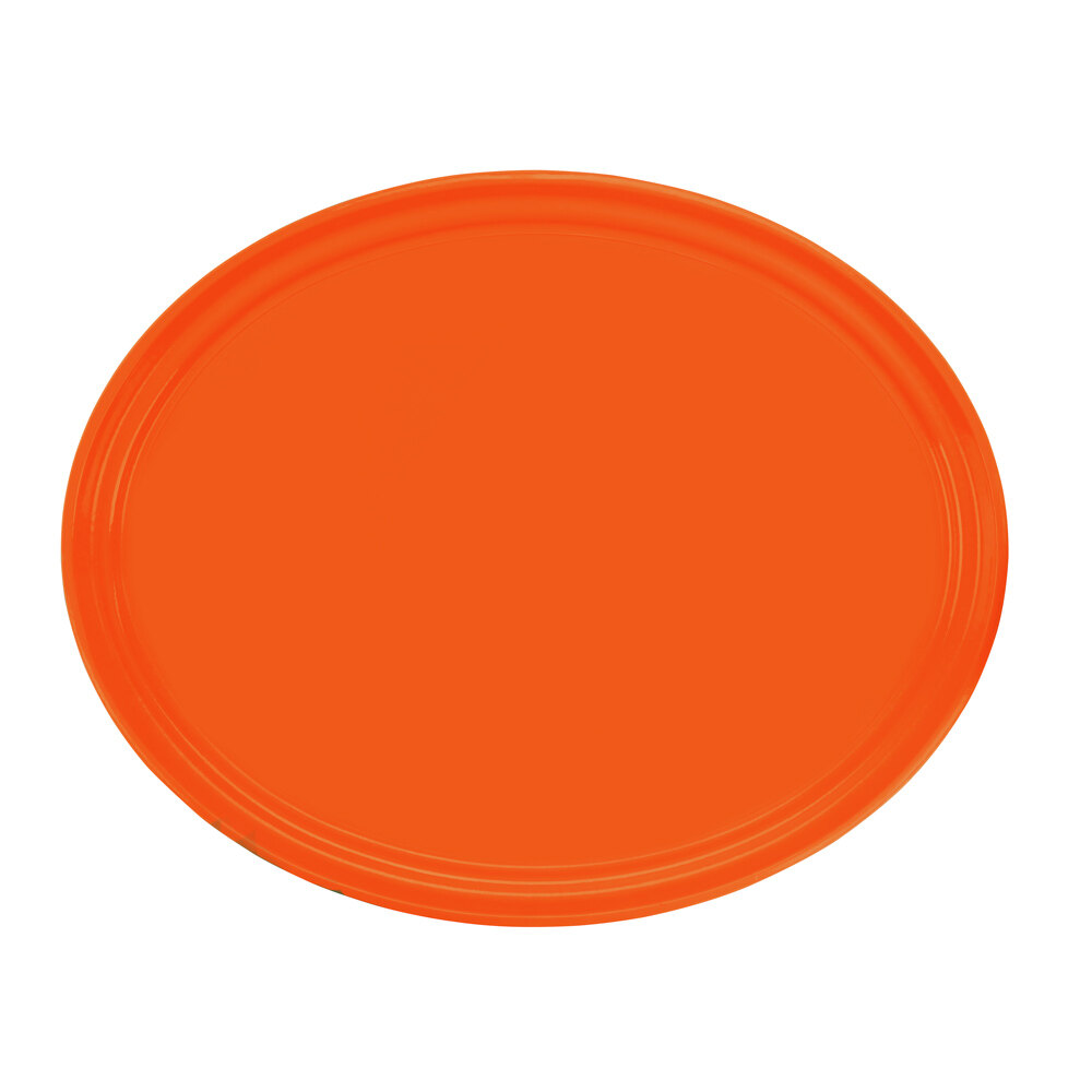 Cambro 2500220 19 1/4" x 24" Oval Citrus Orange Fiberglass Camtray - 6/Case