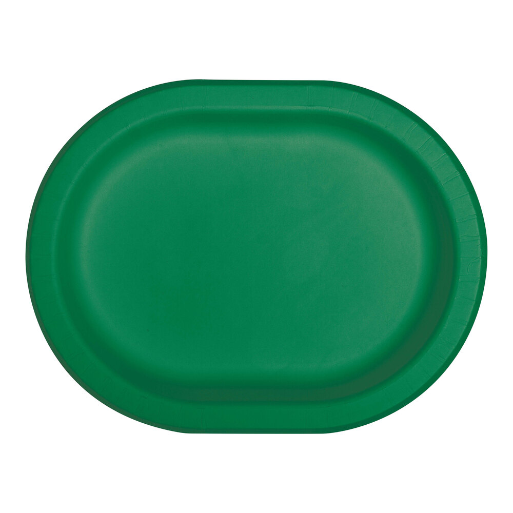 Creative Converting 372600 12" x 9 1/4" Emerald Green Oval Paper ...