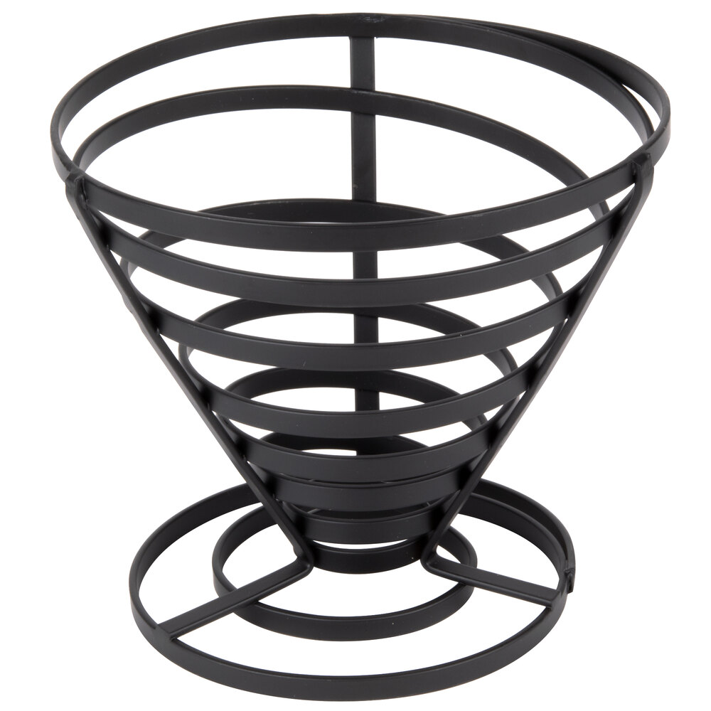 American Metalcraft FCD2 Flat Coil Wrought Iron Cone Basket - 7" x 6"