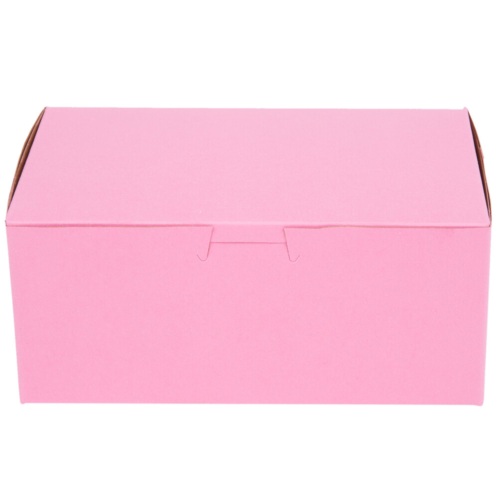 8" x 5" x 3 1/2" Pink Customizable Bakery Box - 250/Bundle