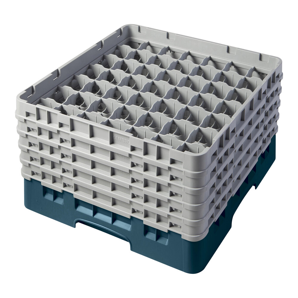 Cambro 49S958414 Teal Camrack Customizable 49 Compartment 10 1/8" Glass ...
