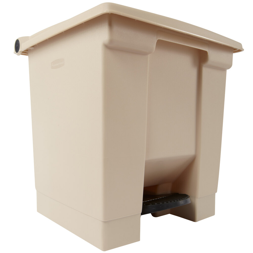 Rubbermaid FG614300BEIG Beige Rectangular Plastic Step-On Container 8 ...