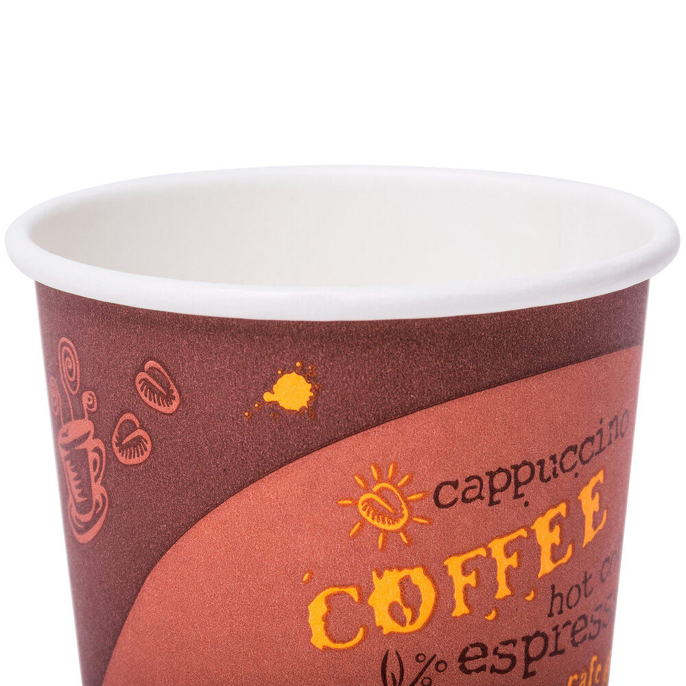 Choice 4 oz. Coffee Print Poly Paper Hot Cup - 50/Pack