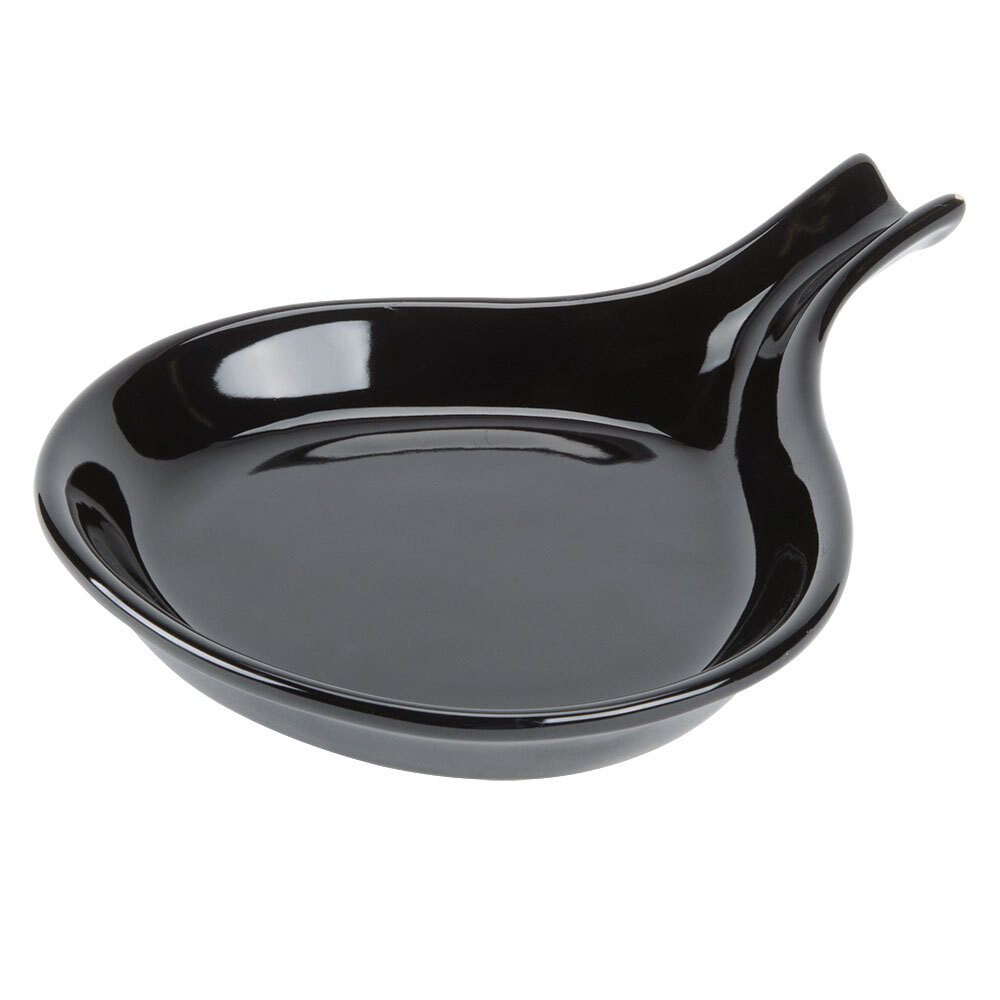 CAC FP-18-BLK Festiware 10" x 8 1/4" Black Fry Pan Plate - 12/Case
