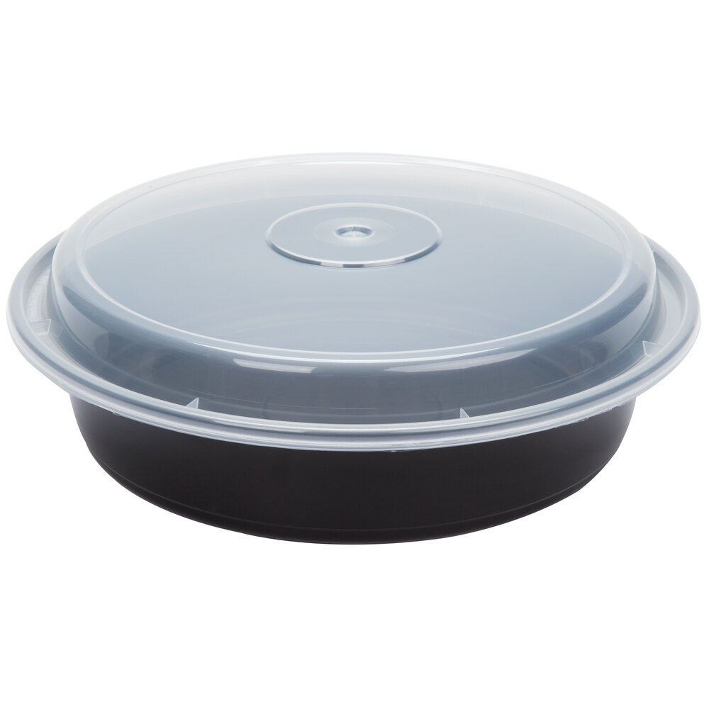 Pactiv Newspring NC737B 35 oz. Black VERSAtainer Round Microwavable ...