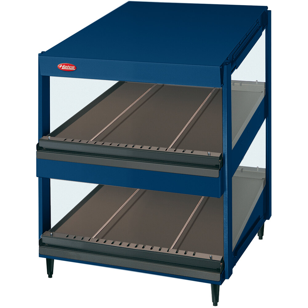 Hatco GRSDS-24D Navy Blue Glo-Ray 24" Slanted Double Shelf Merchandiser ...