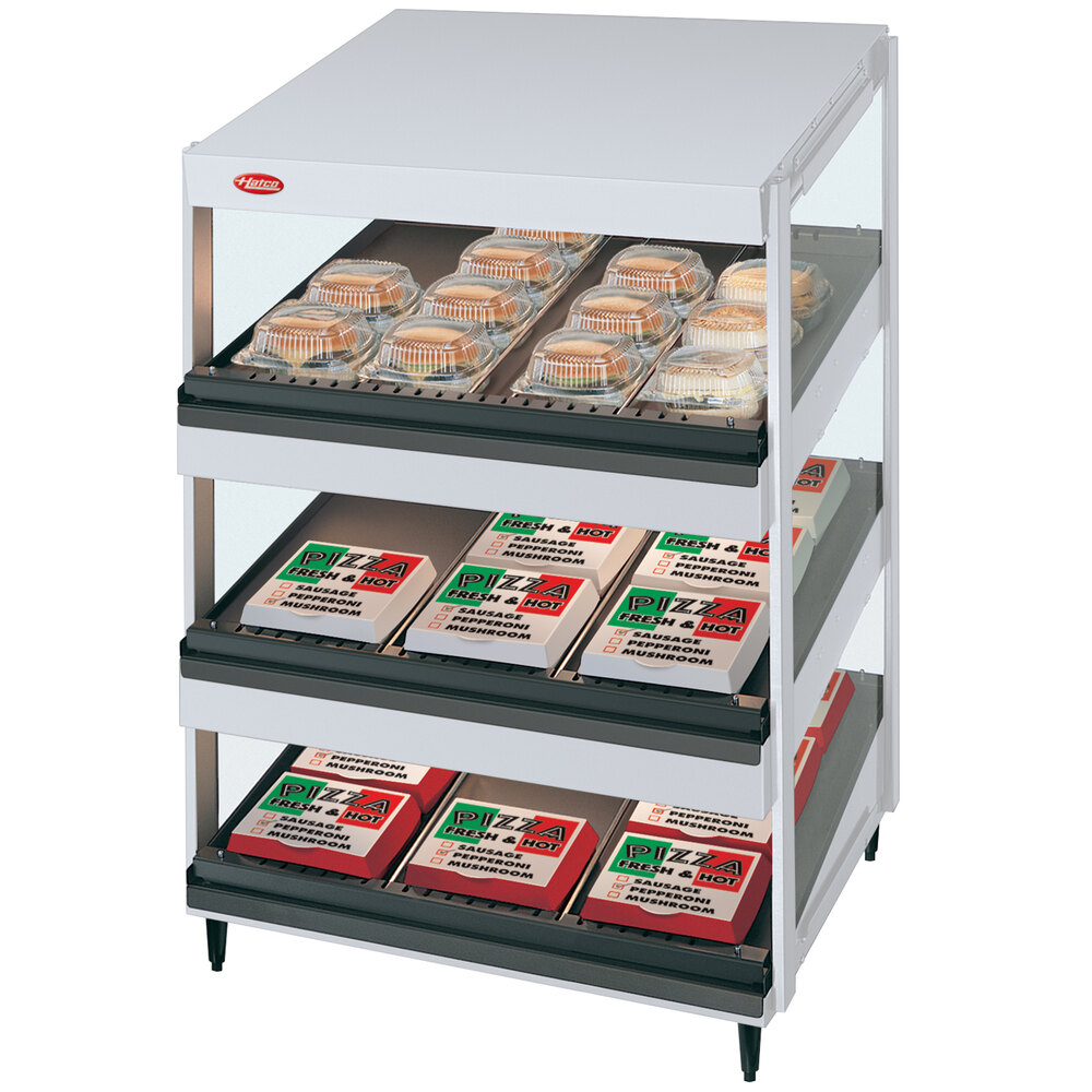 Hatco GRSDS-24T White Granite Glo-Ray 24" Slanted Triple Shelf ...