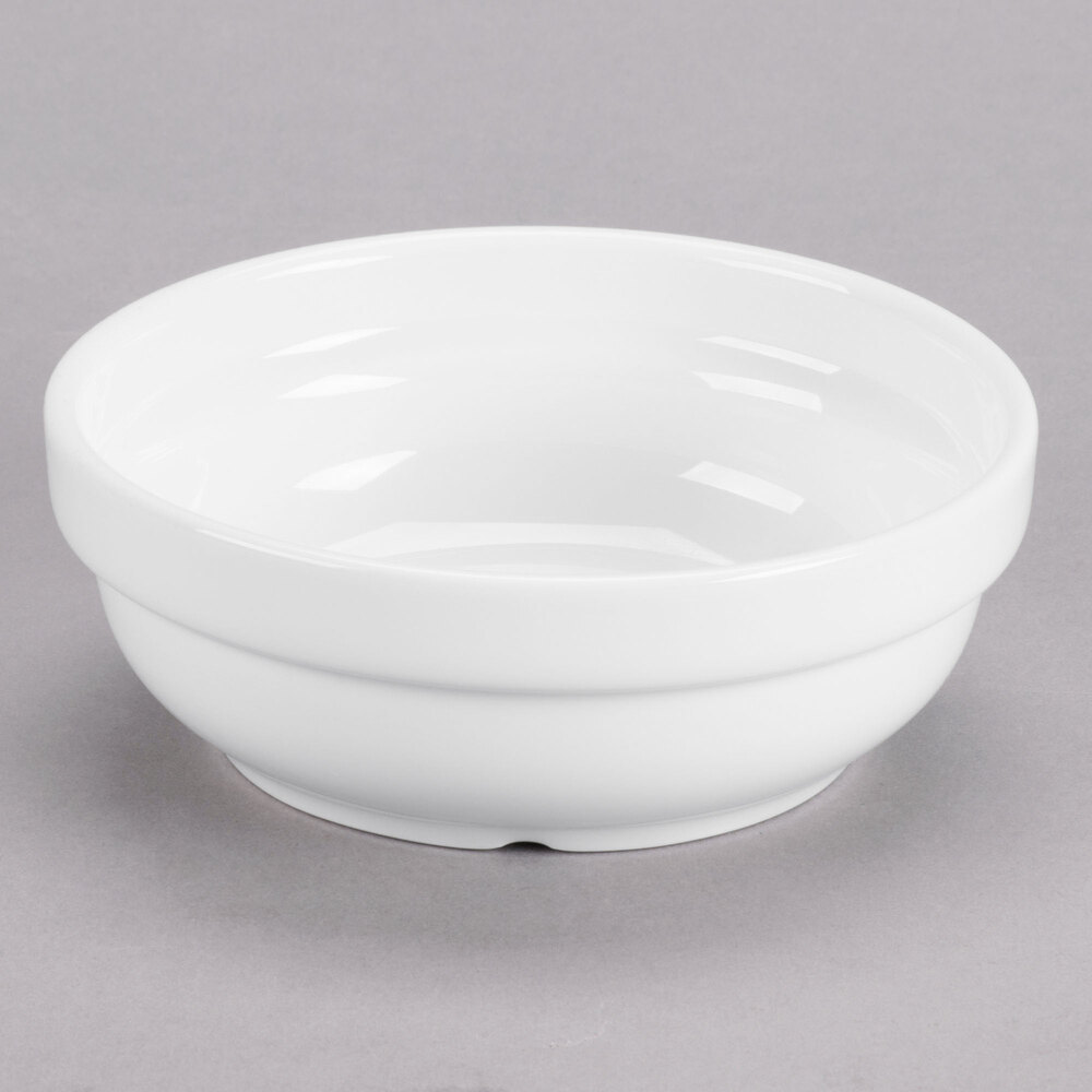 Tuxton AMU-045 AlumaTux Pearl White (European White) 12 oz. China Stacking Bowl - 24/Case