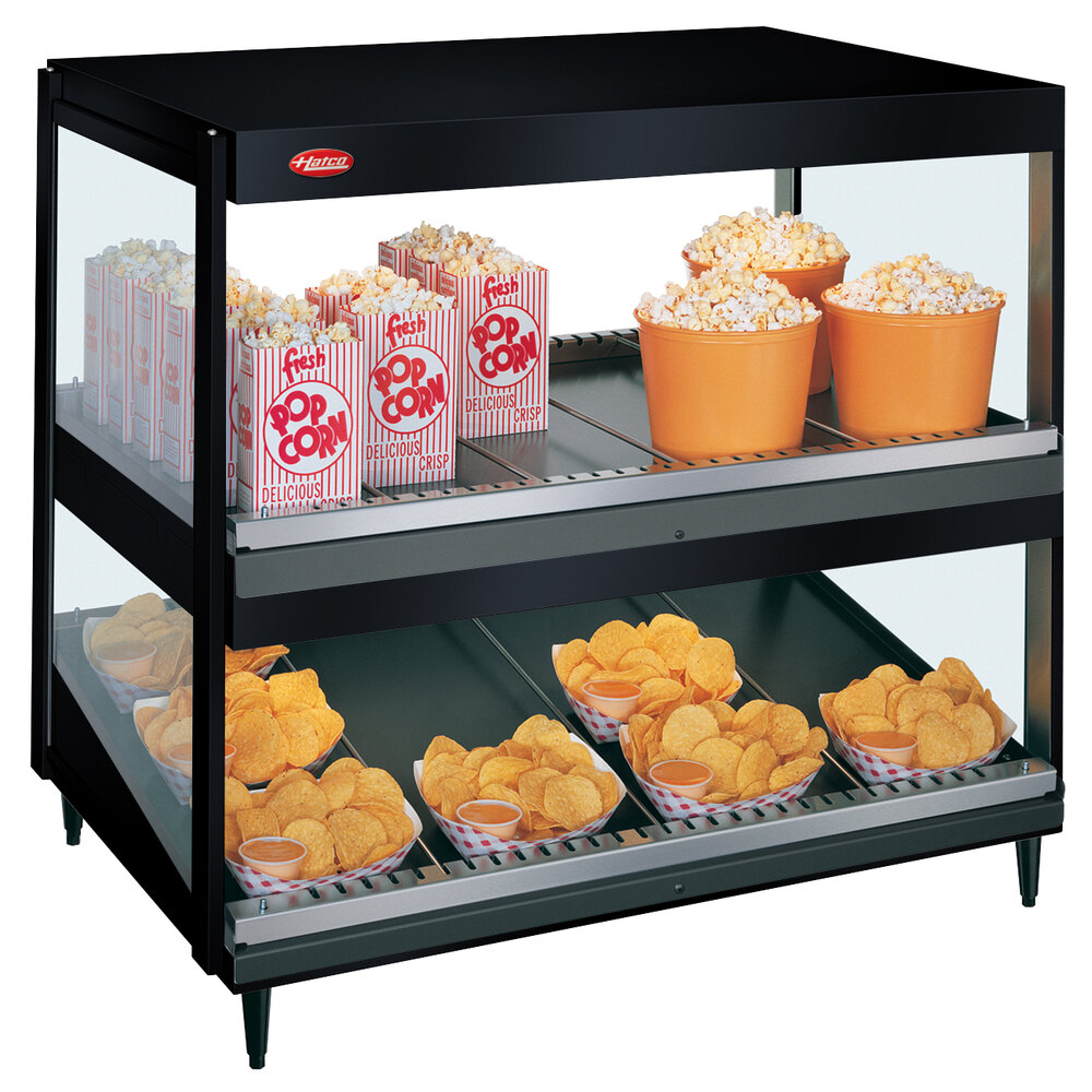 Hatco GRSDS/H-36D Black Glo-Ray 36" Horizontal / Slanted Double Shelf ...