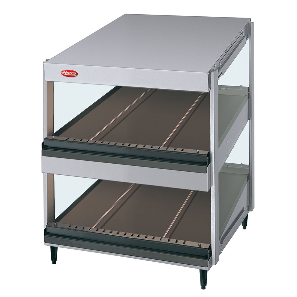 Hatco GRSDS-60D White Granite Glo-Ray 60" Slanted Double Shelf ...