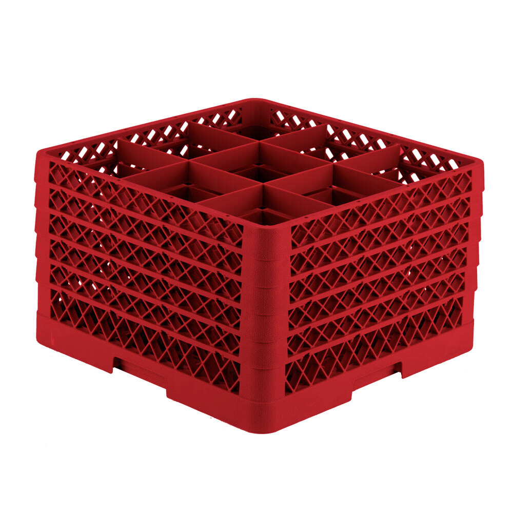 Vollrath TR10FFFFA Traex® Full-Size Red 9-Compartment 11" Glass Rack ...