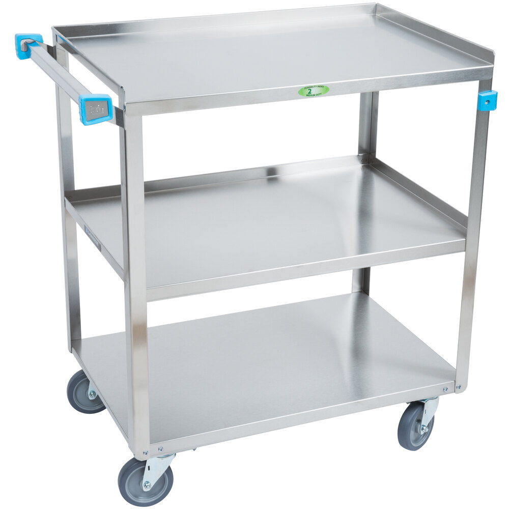 Lakeside 422 Medium Duty Stainless Steel 3 Shelf Utility Cart - 19" x ...