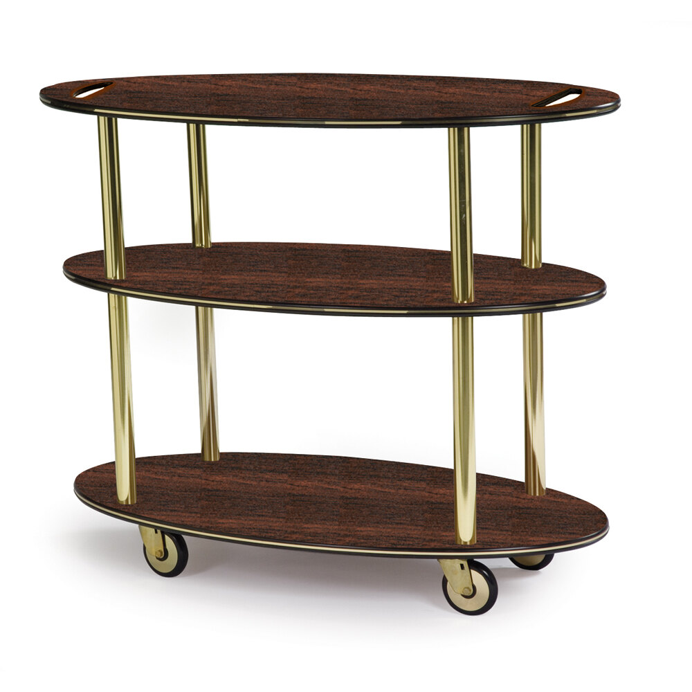 Geneva 36304-11 Oval 3 Shelf Laminate Table Side Service Cart with ...