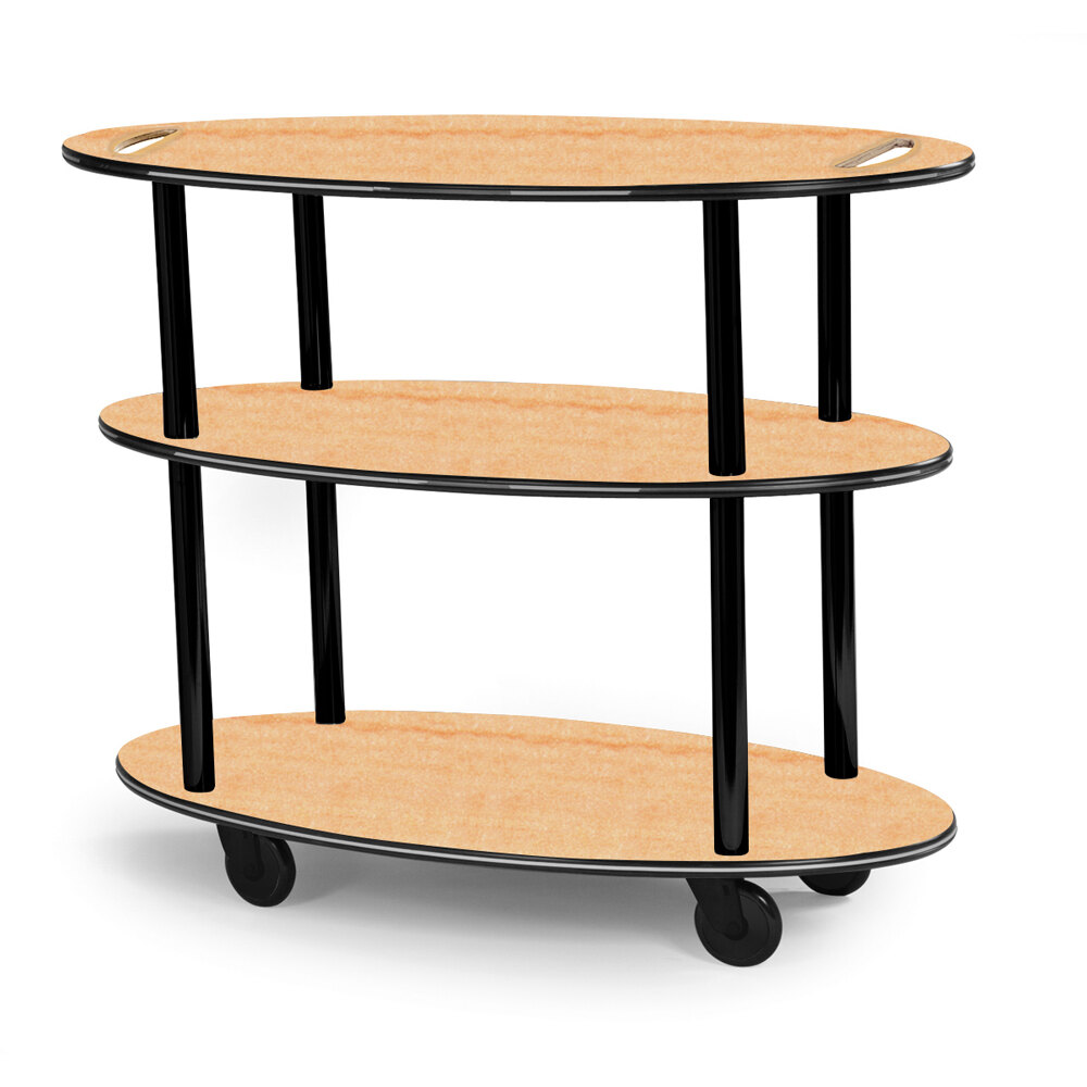 Geneva 36304-03 Oval 3 Shelf Laminate Table Side Service Cart with ...