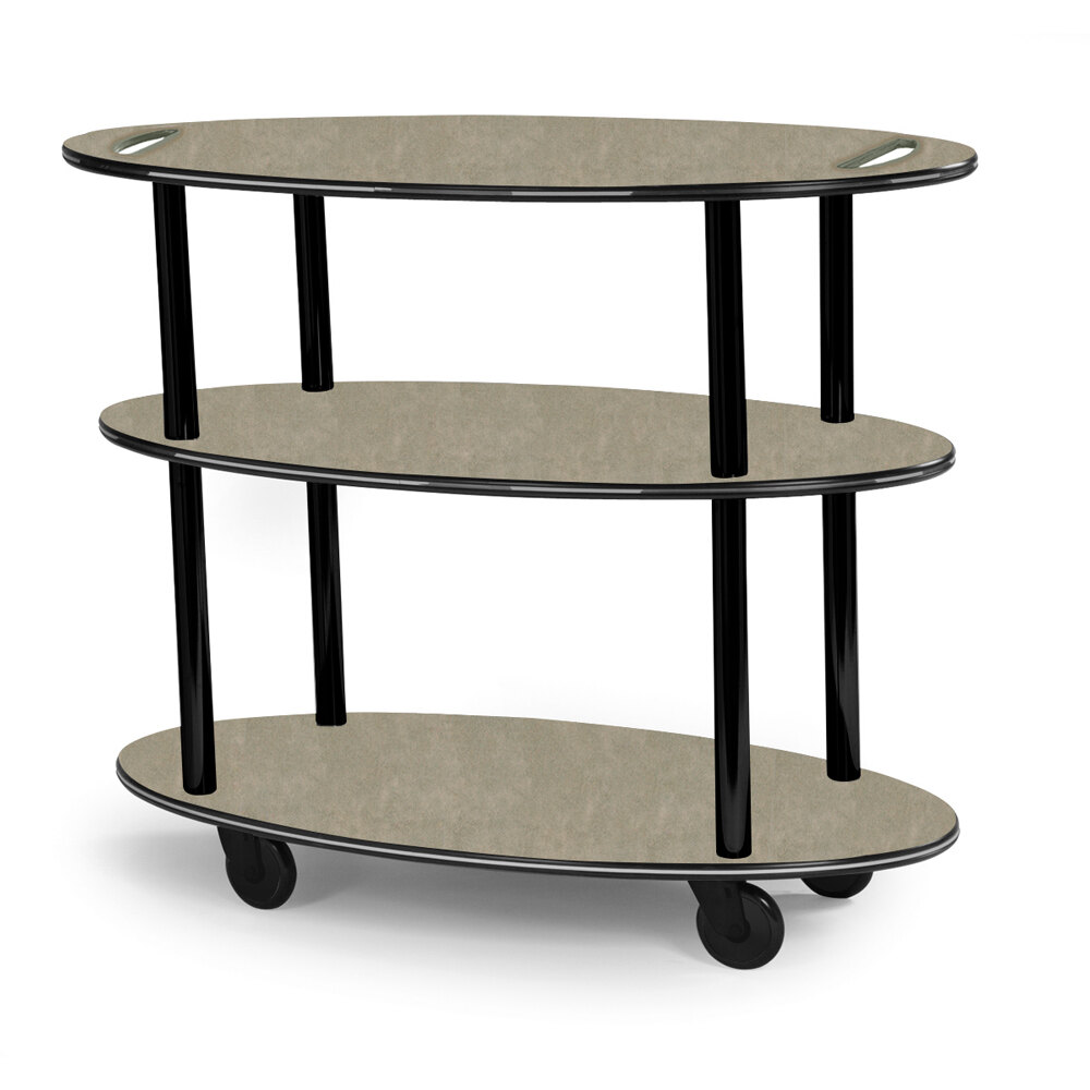 Geneva 36304-09 Oval 3 Shelf Laminate Table Side Service Cart with ...